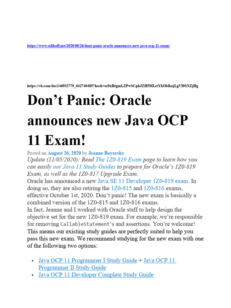 Java 11 Exam Details | PDF | Java (Programming Language) | Modular Programming