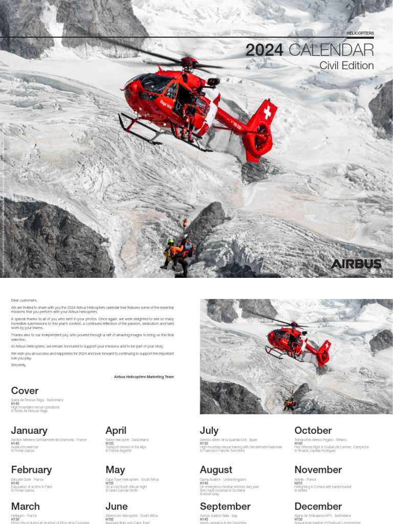 Airbus 2024 Calendar-Civil | Download Free PDF | Aviation | Helicopter