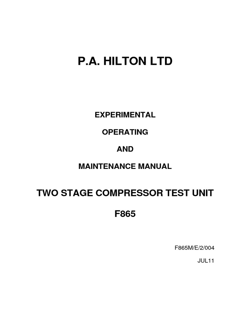 Hilton Two Stage Compressor Manual | PDF | Pressure Measurement | Valve