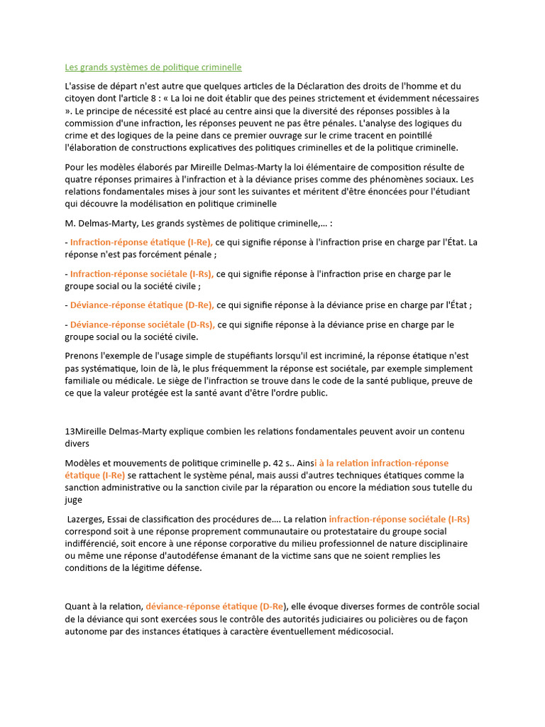 Modèles de politique criminelle expliqués | PDF | Crimes | Crime et ...
