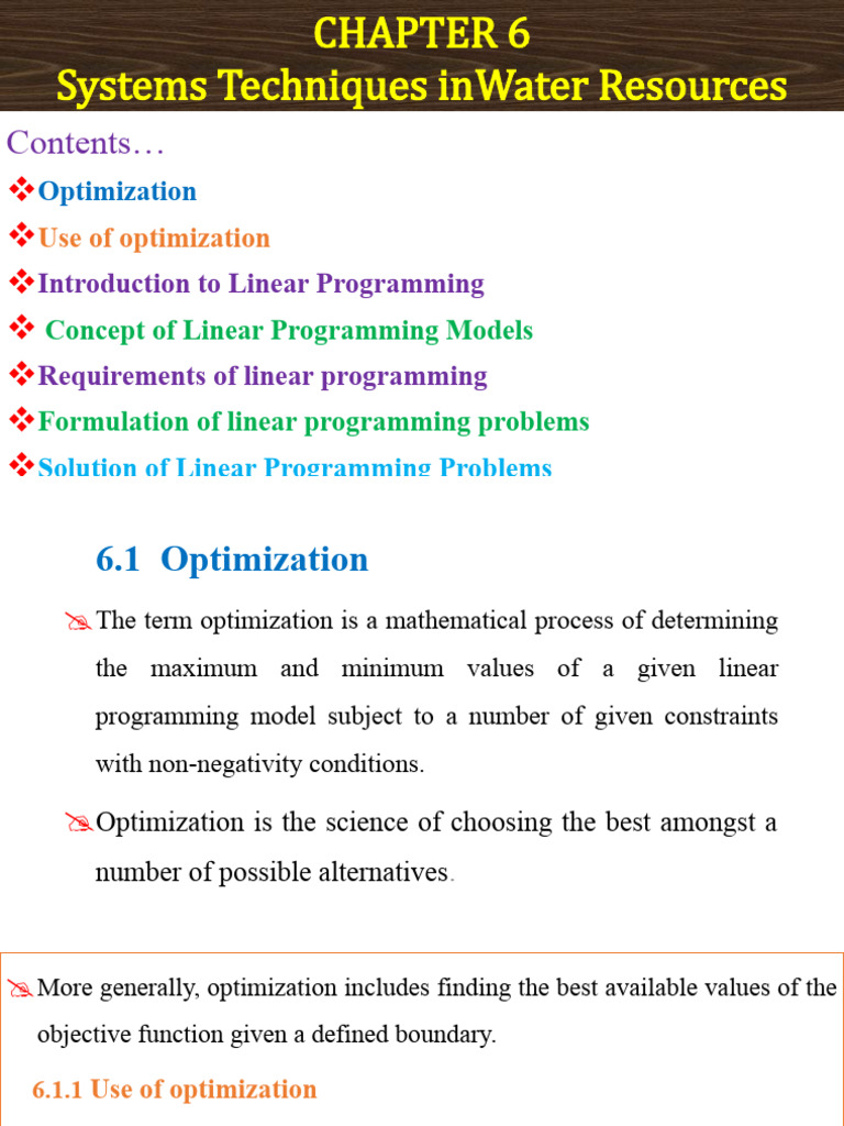 CHAPTER 6 System Techniques in Water Resuorce PPT Yadesa | PDF