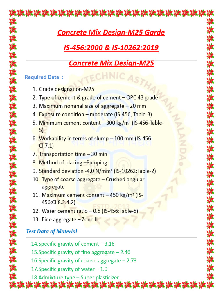 M25 Concrete Mix Design Specifications | PDF | Technology & Engineering