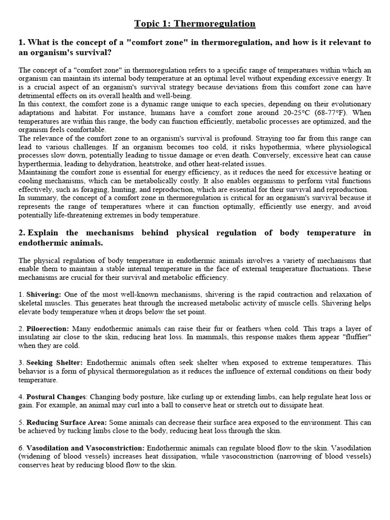 Topic 1: Thermoregulation | PDF | Thermoregulation | Bat