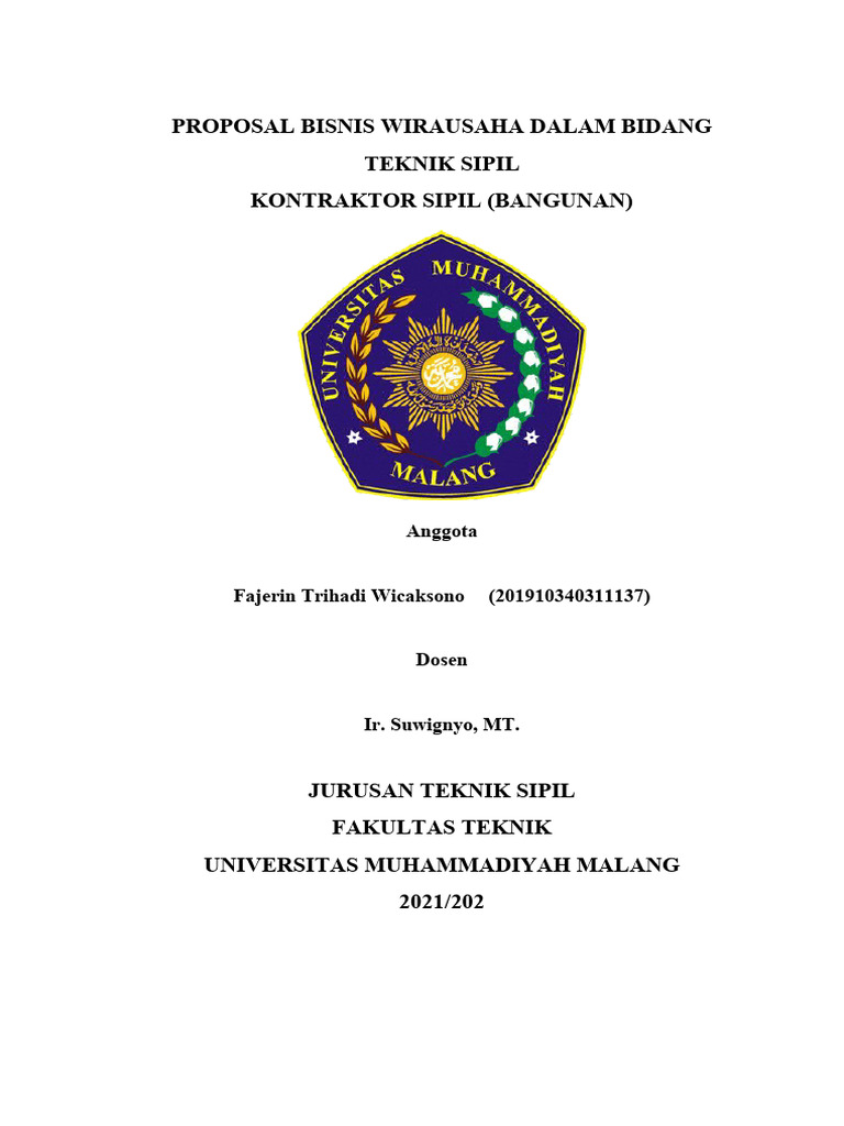 Proposal Bisnis Wirausaha Dalam Bidang Teknik Sipil 2 Pdf