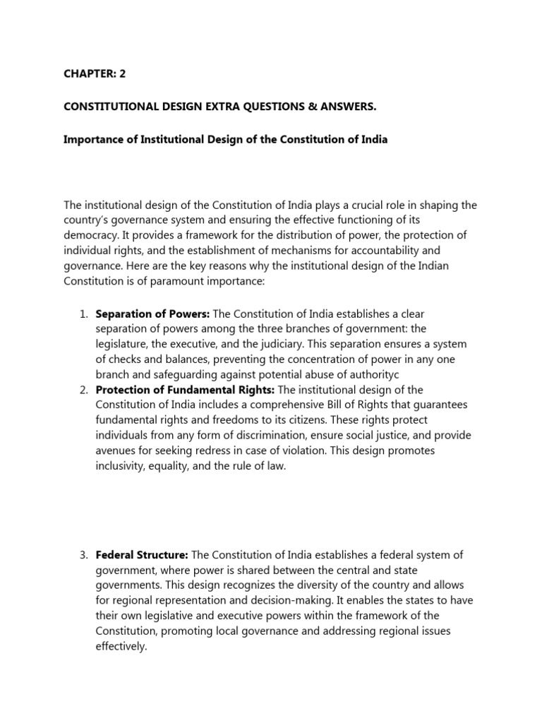Extra Questions of Constitutional Design | PDF | Apartheid | Separation ...