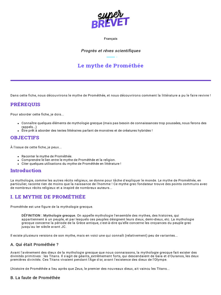 Le Mythe de Promethee | PDF