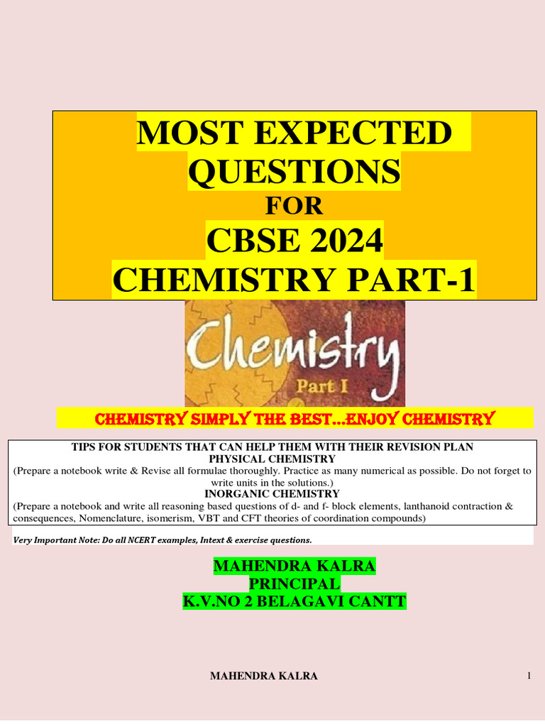 Revision Book 1 Chemistry 2024 Exams | PDF | Reaction Rate | Electrochemistry