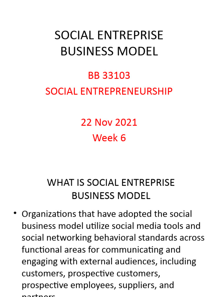 Social Entreprise Business Model | PDF