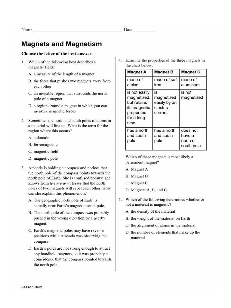 TASK Magnets and Magnetism | PDF