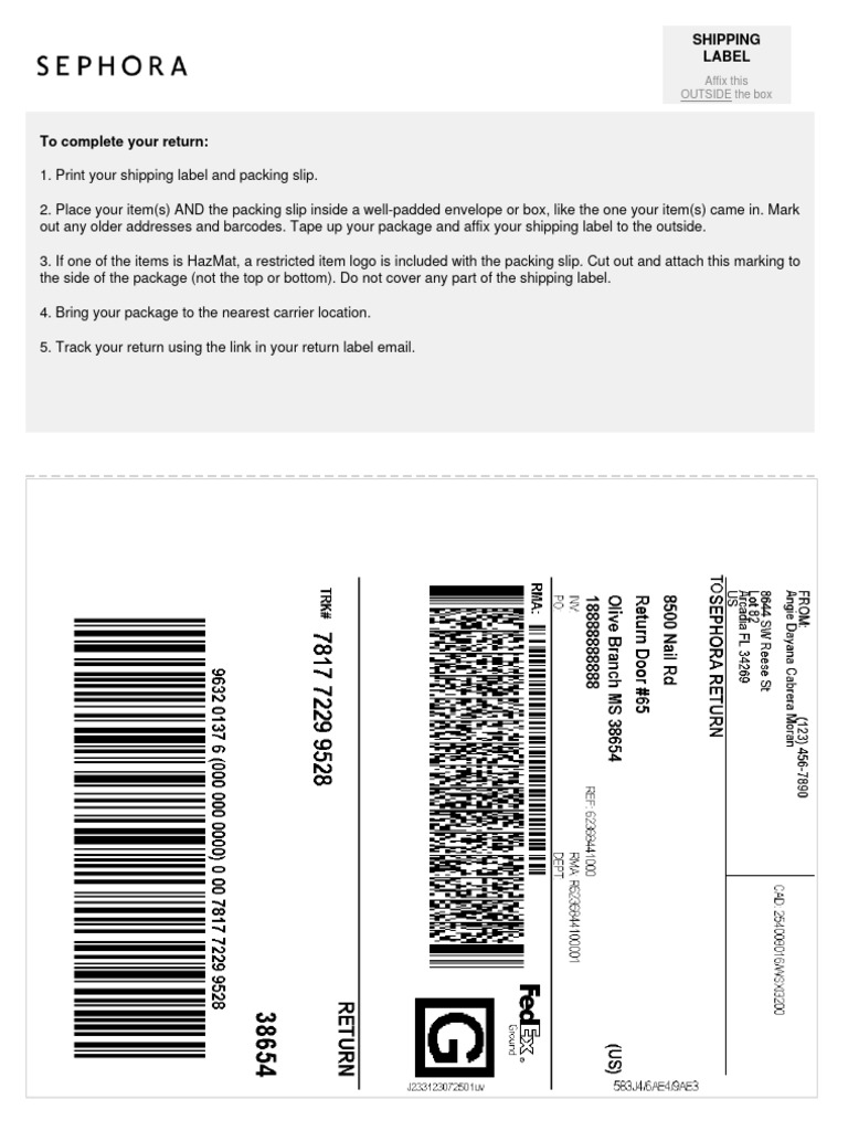 Sephora Label 781772299528 | PDF