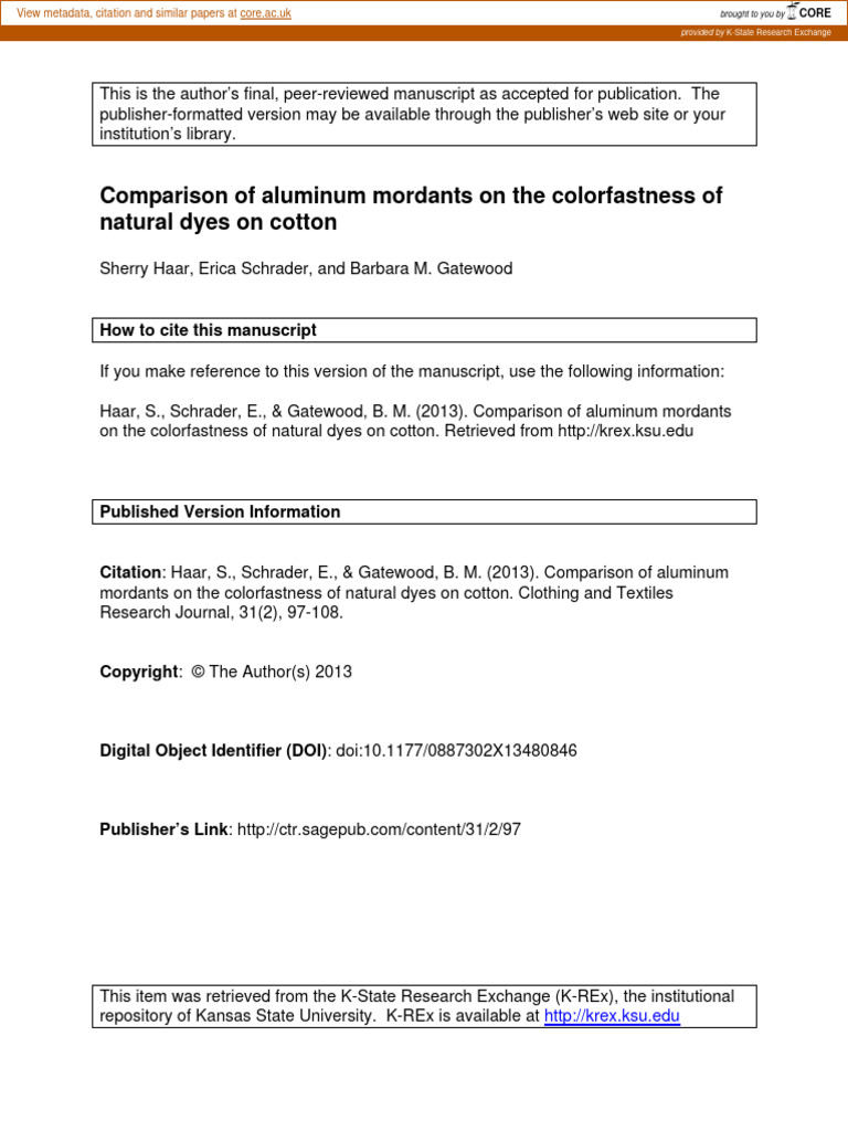 Comparison of Aluminum Mordants On The Colorfastness of | Download Free ...