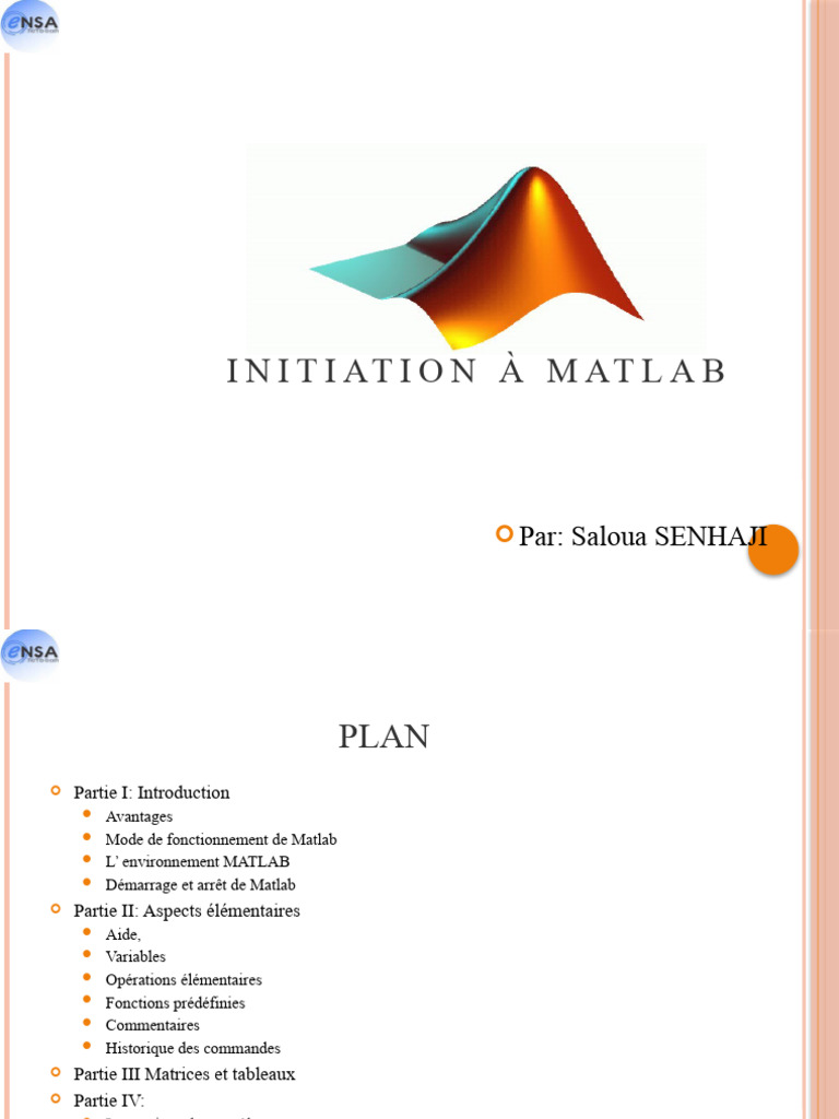 Débuter avec MATLAB : Guide Essentiel | PDF | Multiplication | Matrice (Mathématiques)