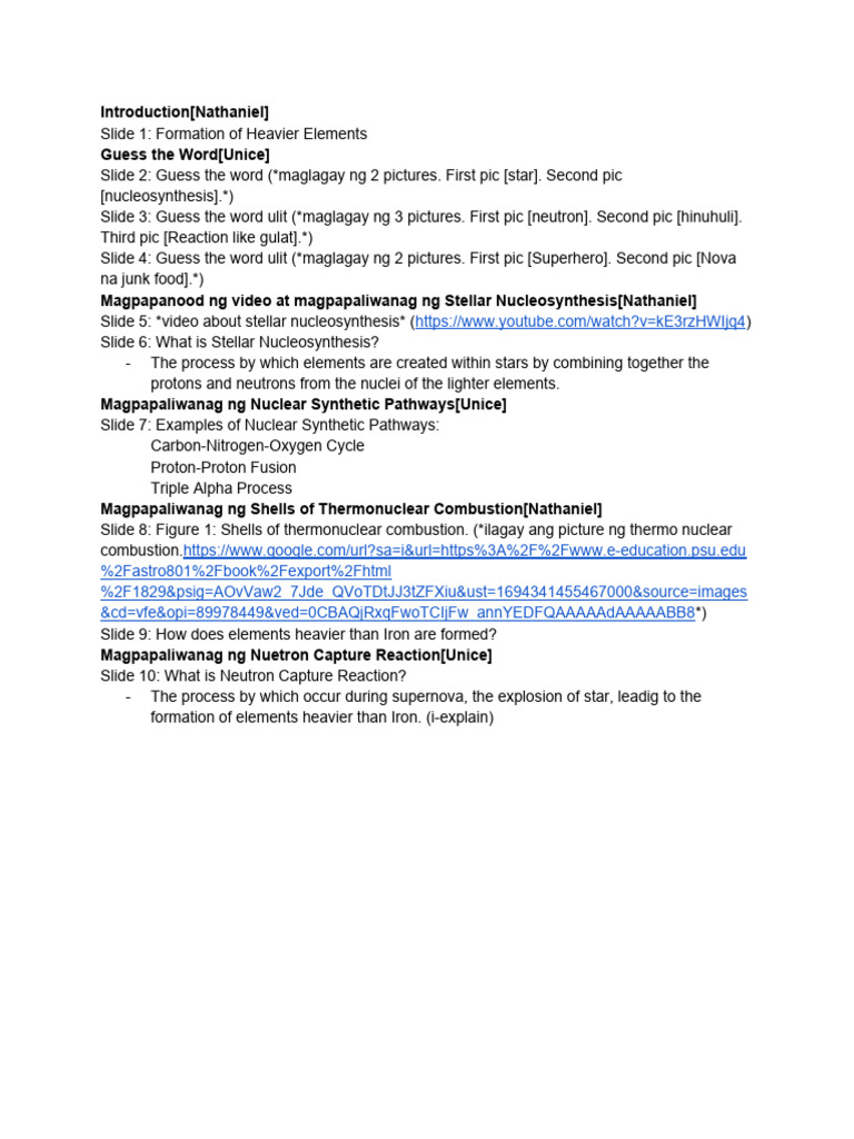 Stellar Nucleosynthesis Explained | PDF | Teaching Methods & Materials ...