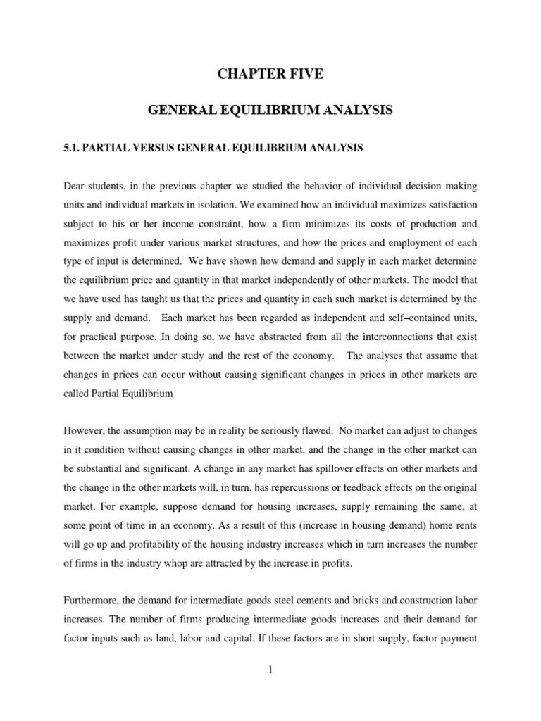 Chapter 5_General Equilibrum | PDF | General Equilibrium Theory | Economic Equilibrium