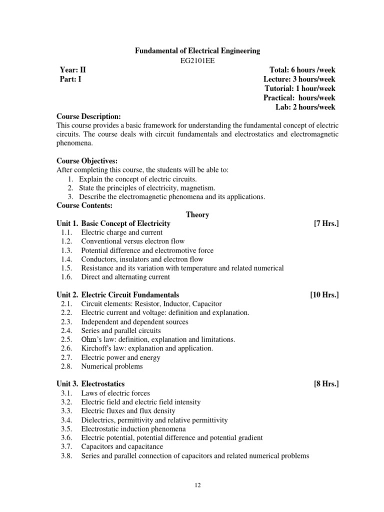 DEE Syllabus 3rd Semester | PDF | Inductance | Electromagnetic Induction