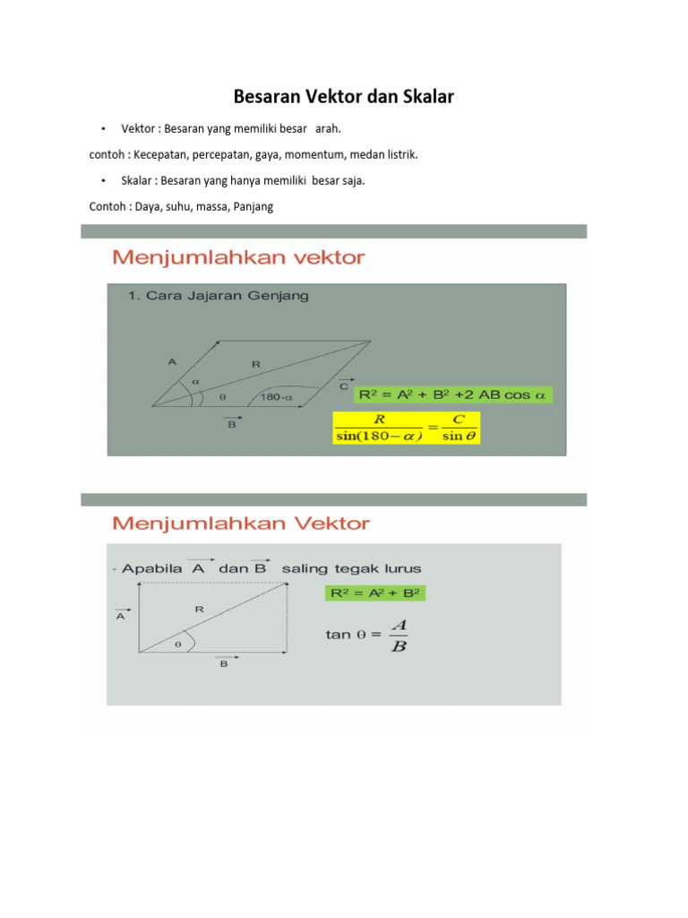 Besaran Vektor Dan Skalar FISIKA DASAR 3 | PDF