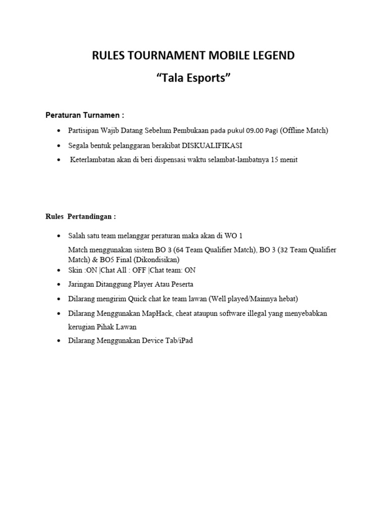Tech Meet Special Tournament Tala Esports | PDF