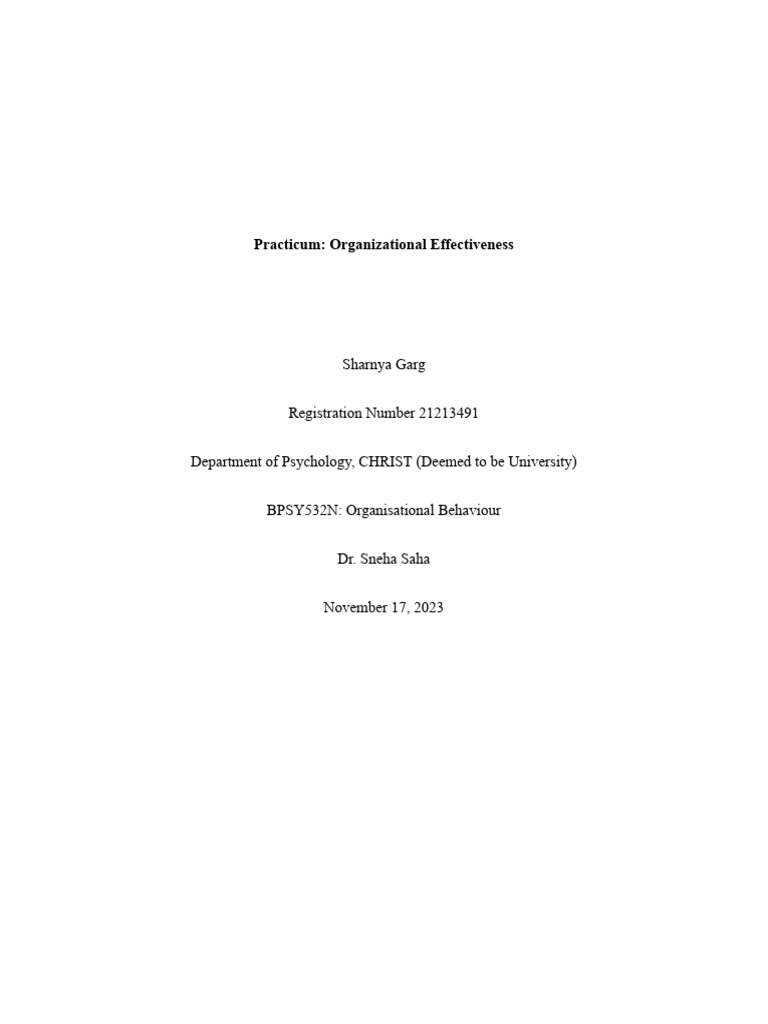 Organisational Effectiveness Scale Practicum | PDF | Goal | Business