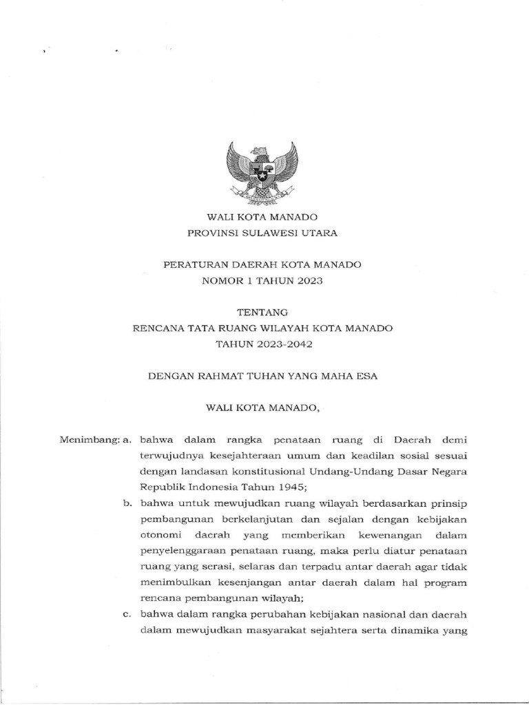 Perda No 1 Tahun 2023 Dan Lampiran | PDF