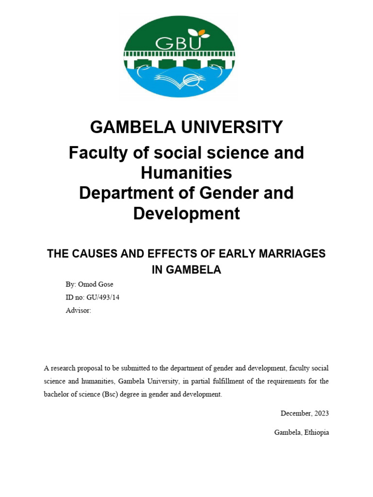 Causes and Effects of Early Marriages in Gambela | PDF | Child Marriage ...