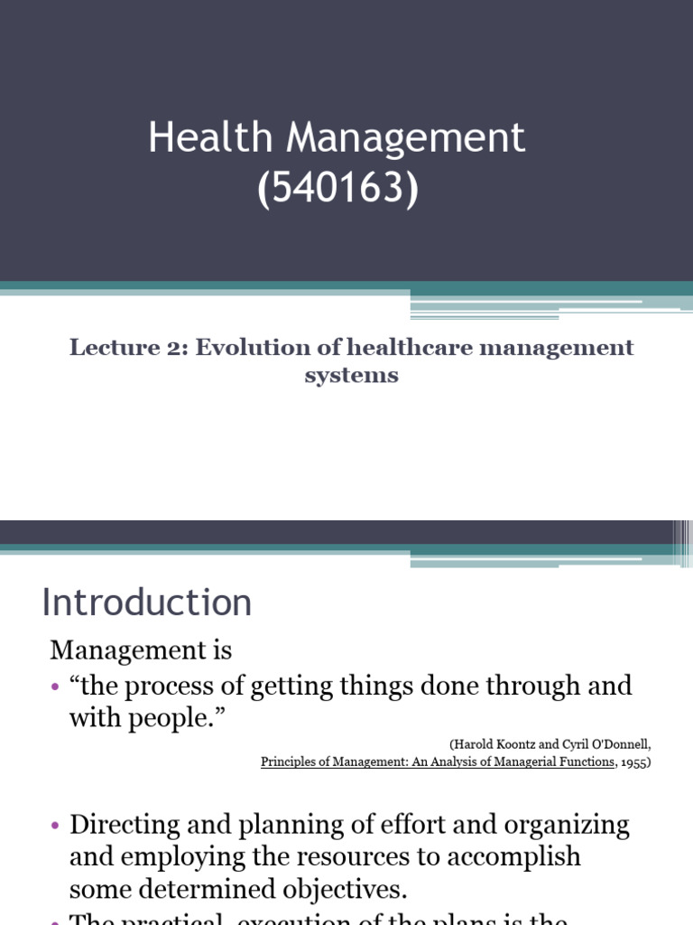 Lecture2 Health Management | PDF | Business | Economies