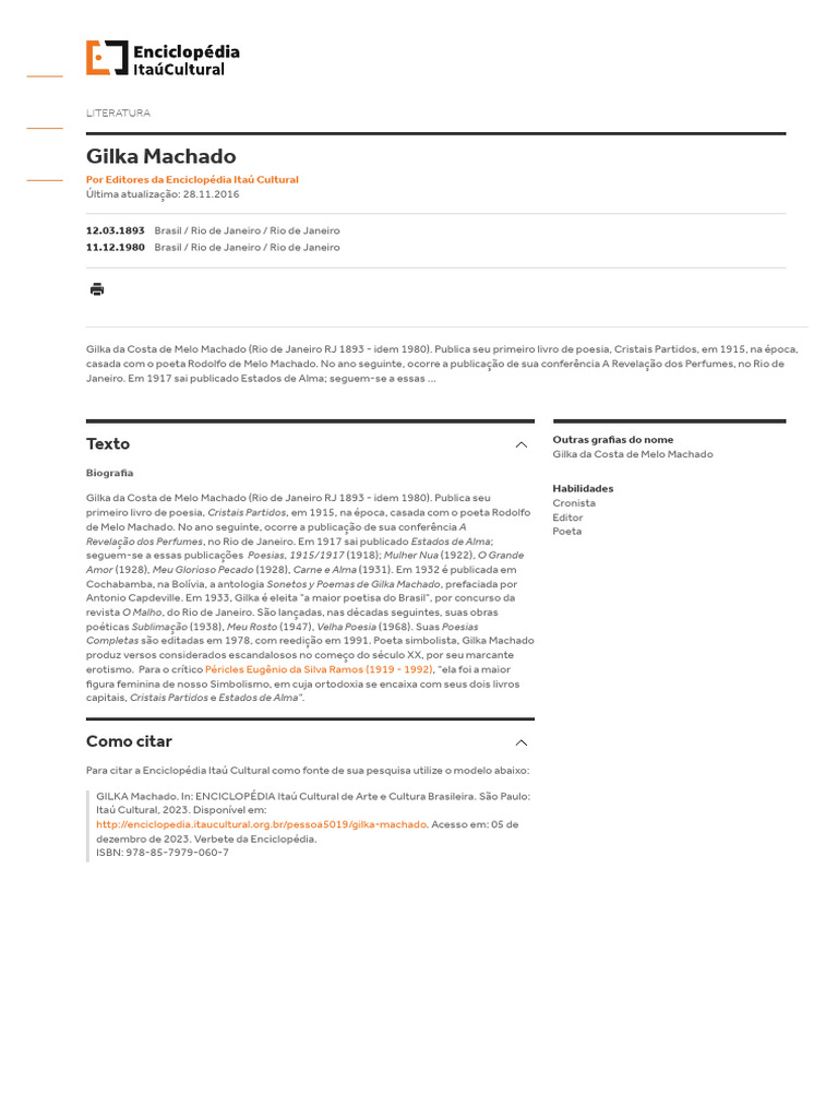 Biografia de Gilka Machado | PDF