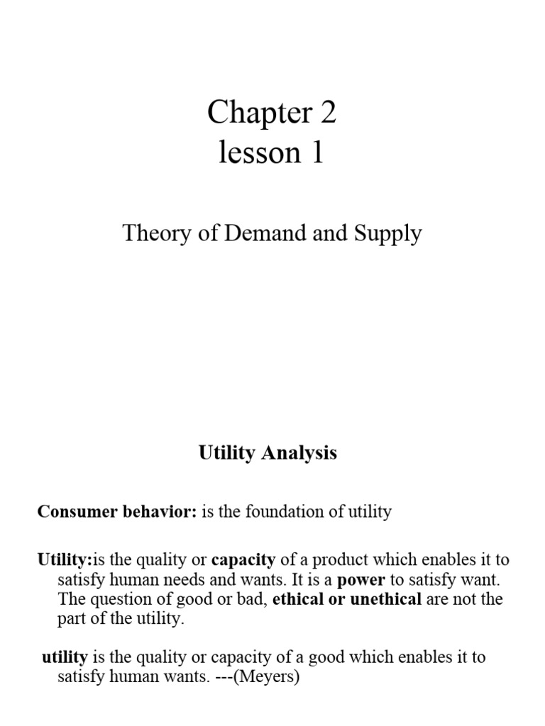 4 Chapter2 Lesson 1 (Theory of Demand and Supply) | PDF | Demand | Utility