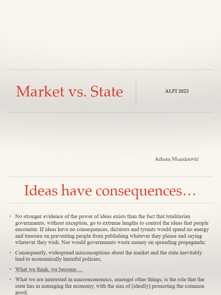 Market vs. State: Economic Insights | PDF | Market (Economics) | Free ...