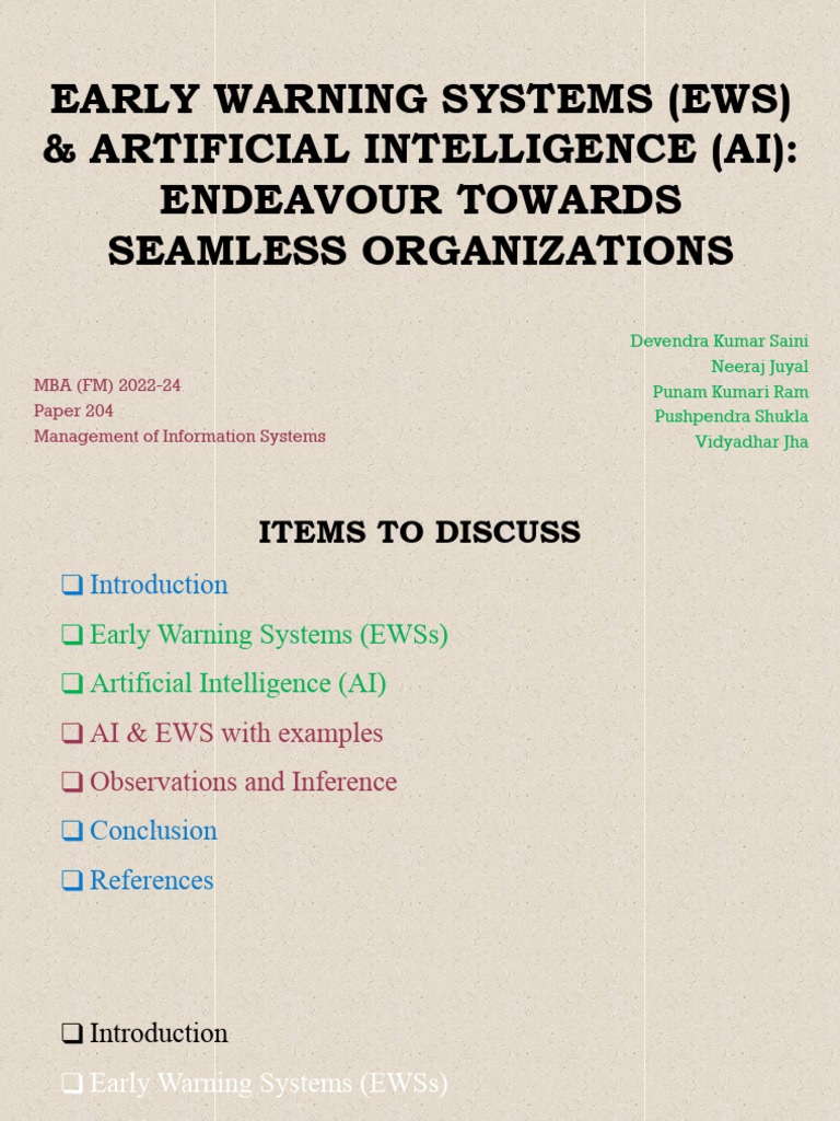 204 - 06 - Early Warning System & AI - Endeavour Towards Seamless ...