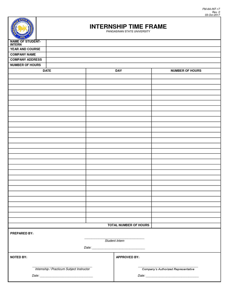 17-Internship Time Frame | PDF