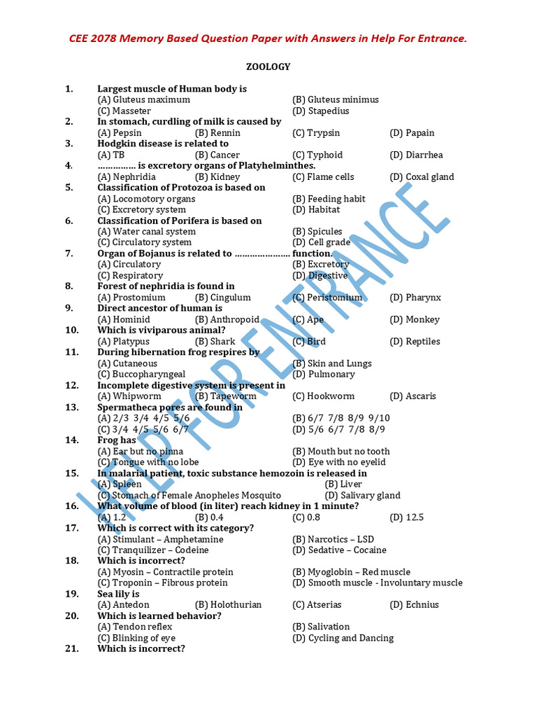 Cee 2078 Memory Based Question Paper in Help For Entrance App | PDF | Diffraction | Temperature