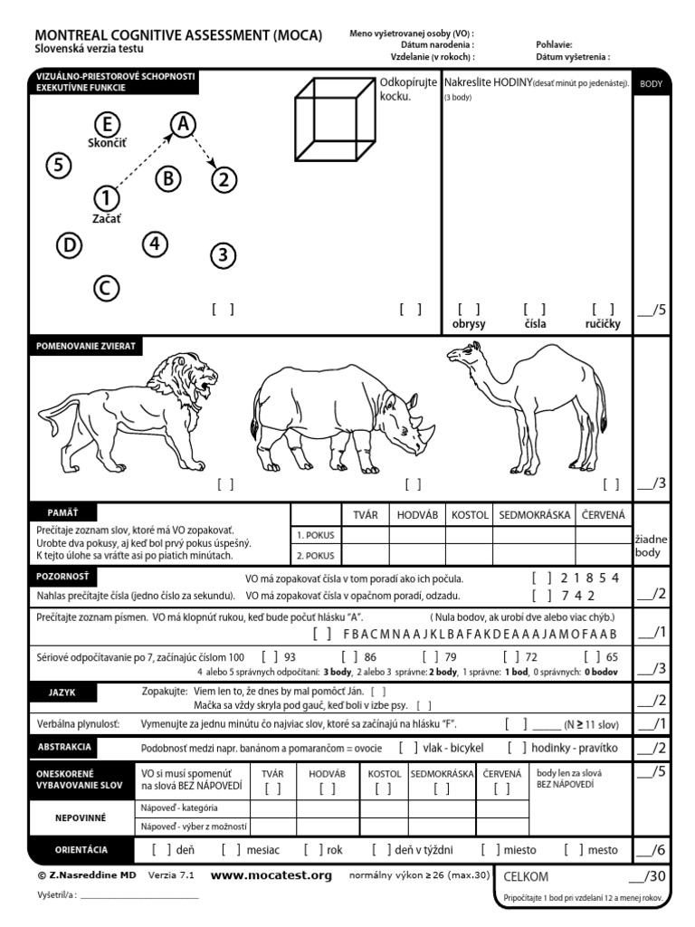 9210 Moca Test Slovak1 | PDF