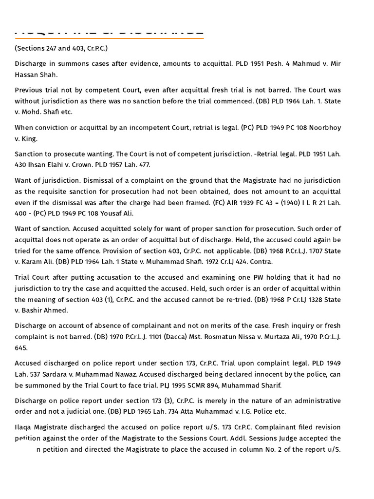 ACQUITTAL & DISCHARGE - Prosecutor General | PDF