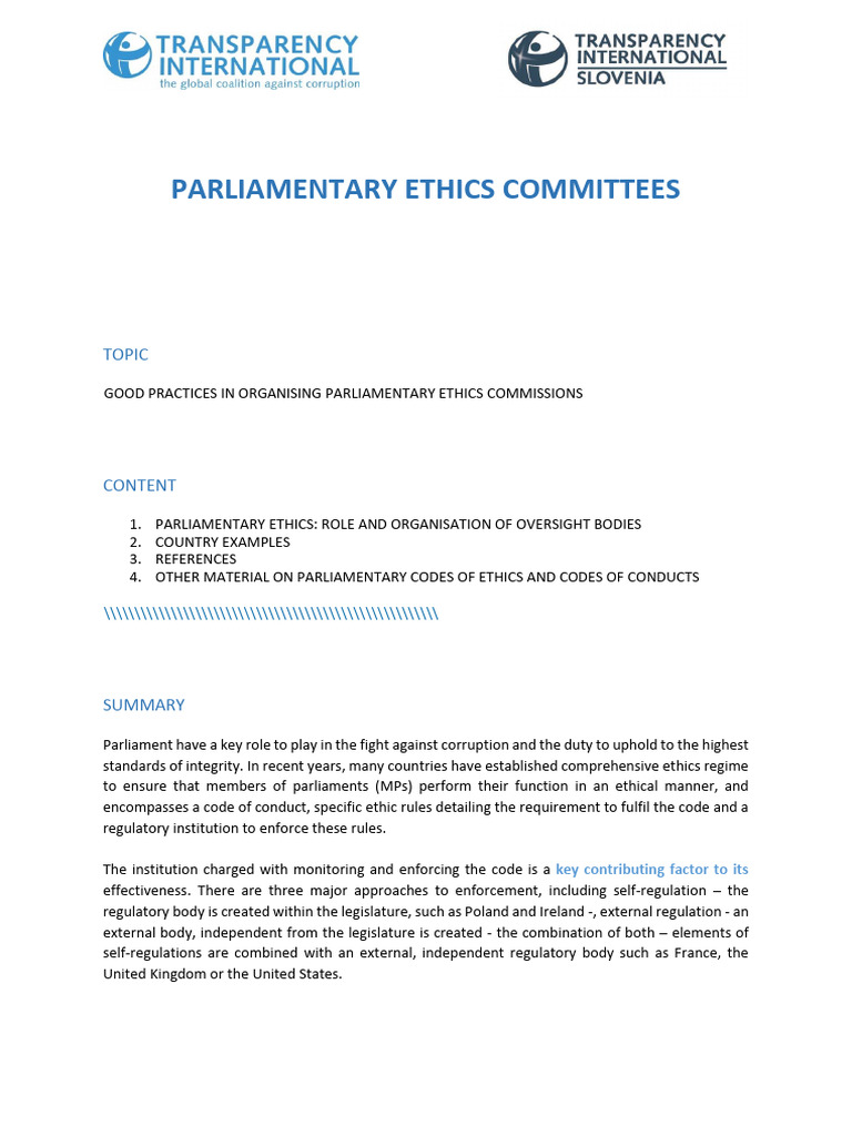 TI Slovenia Ethics-Committees | PDF | Committee | Member Of Parliament