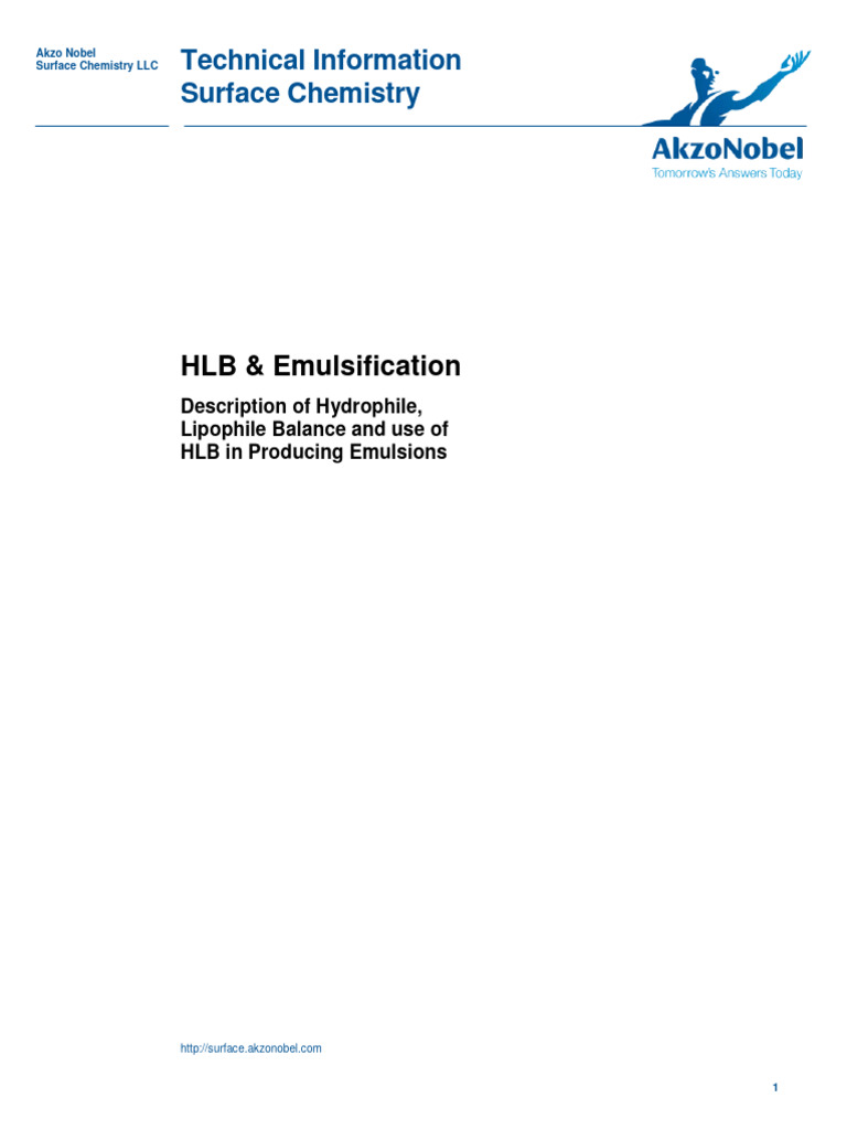 Technical Information Surface Chemistry - Akzo Nobel | PDF | Surfactant ...