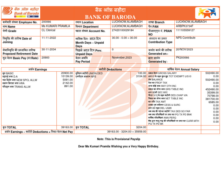Bob Bpayslip | PDF