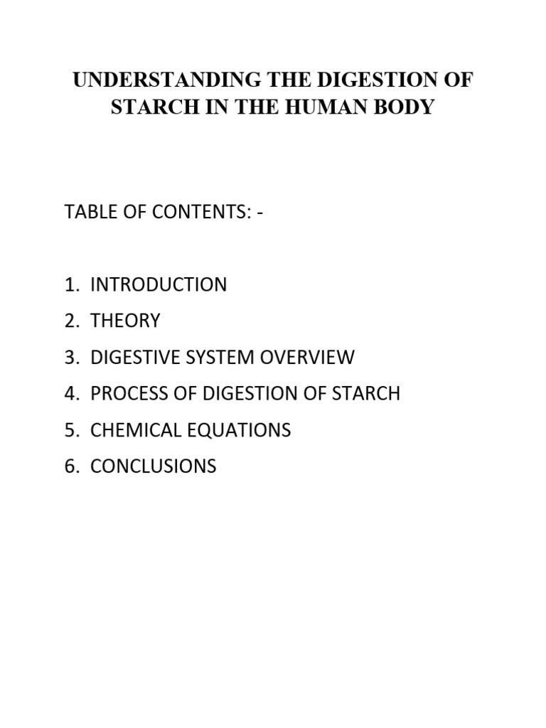 Digestion of Starch in Human Body 1 | PDF | Digestion | Human Digestive System