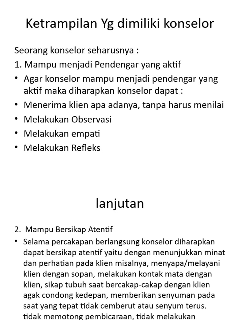 Ketrampilan Yg Dimiliki Konselor | PDF Ketrampilan Yg Dimiliki Konselor | PDF