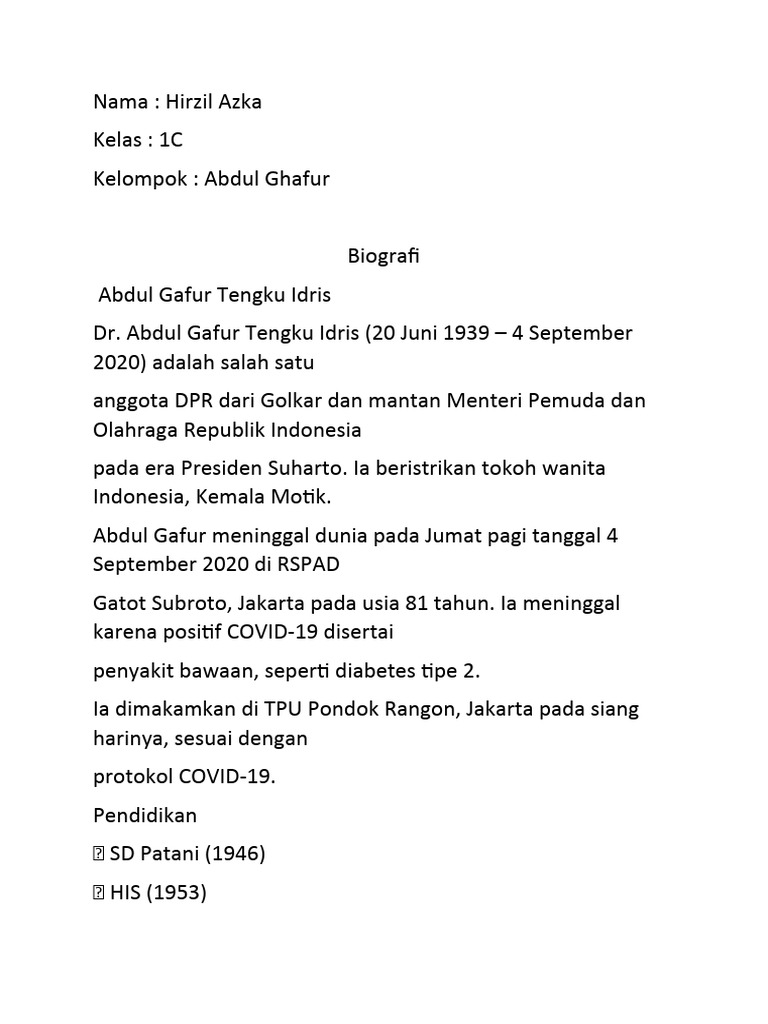 Tugas Biodata Tokoh Angkatan 66 - Hirzil Azka | PDF | Ilmu Sosial ...
