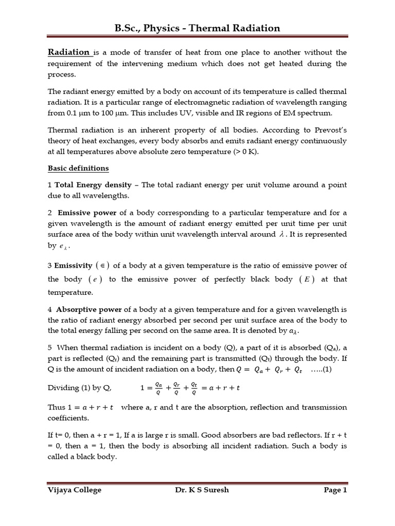 Thermal Radiation | PDF | Electromagnetic Radiation | Emission Spectrum