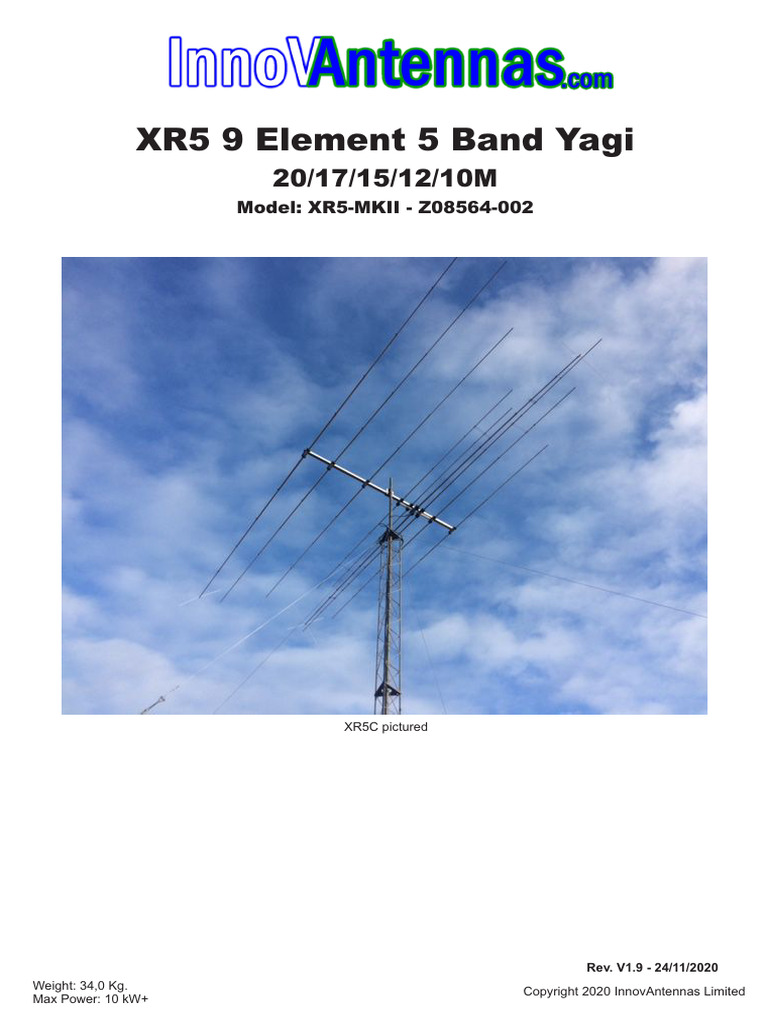 XR5 9 Element 5 Band Yagi 20-17-15-12-10M | PDF | Antenna (Radio) | Screw