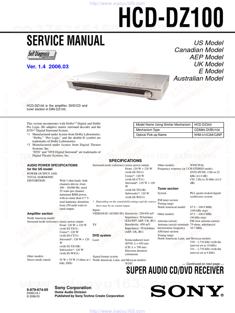Sony DAV-DZ100 Service Manual | PDF | Electrical Engineering ...