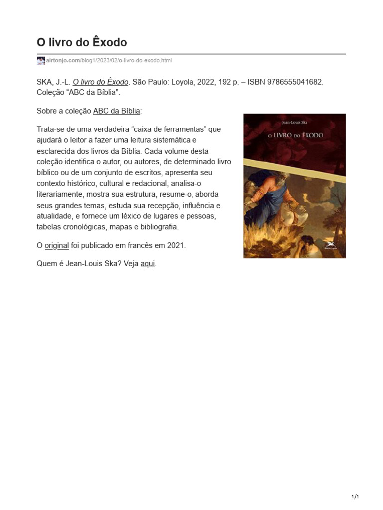 Análise Do Livro Do êxodo Por Ska Pdf