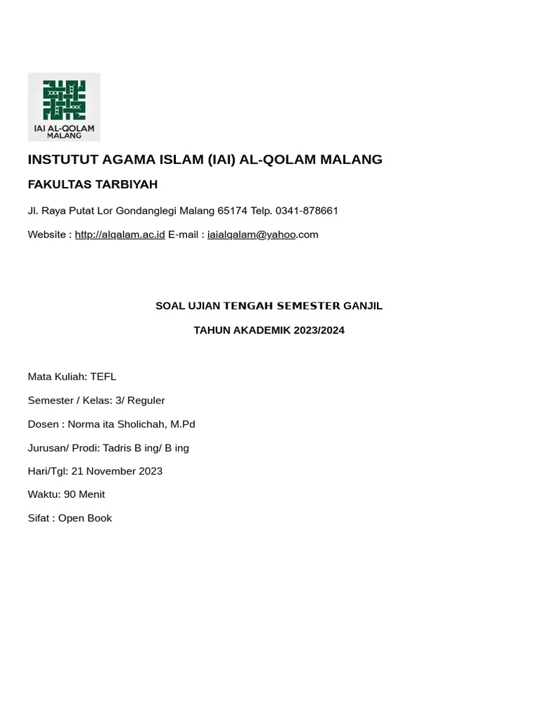 TEFL SMT 3.doc - 20231120 - 172345 - 0000 | PDF
