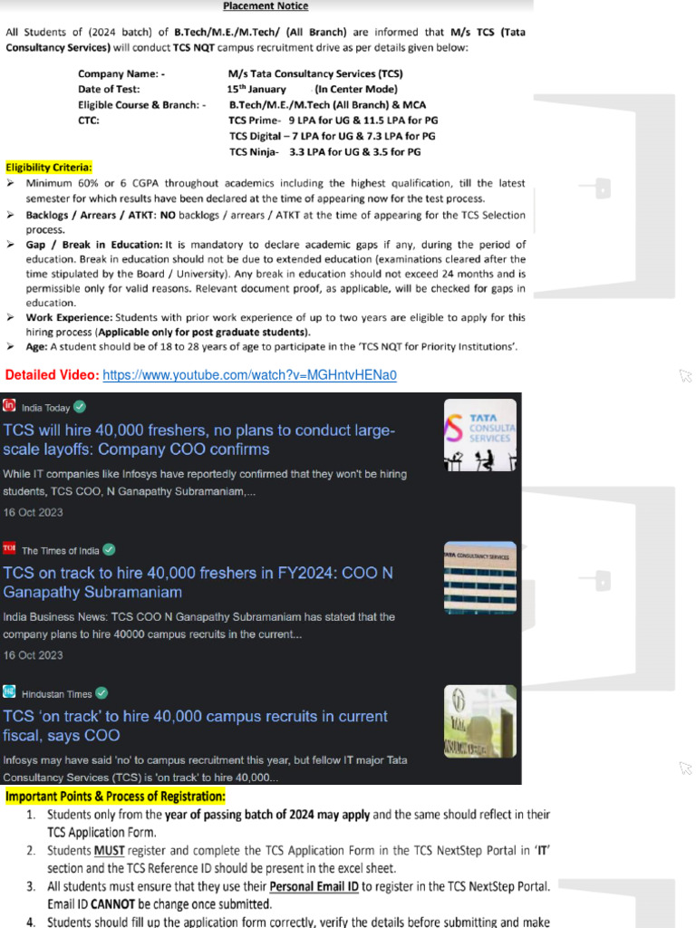 TCS Free NQT 2024 Syllabus and Important Topics | PDF | English Grammar | Cognitive Science