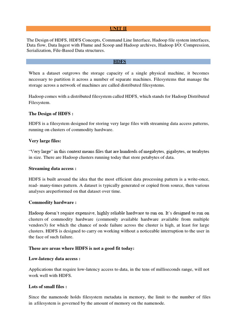 Unit II-bid Data Programming | PDF | Apache Hadoop | File System