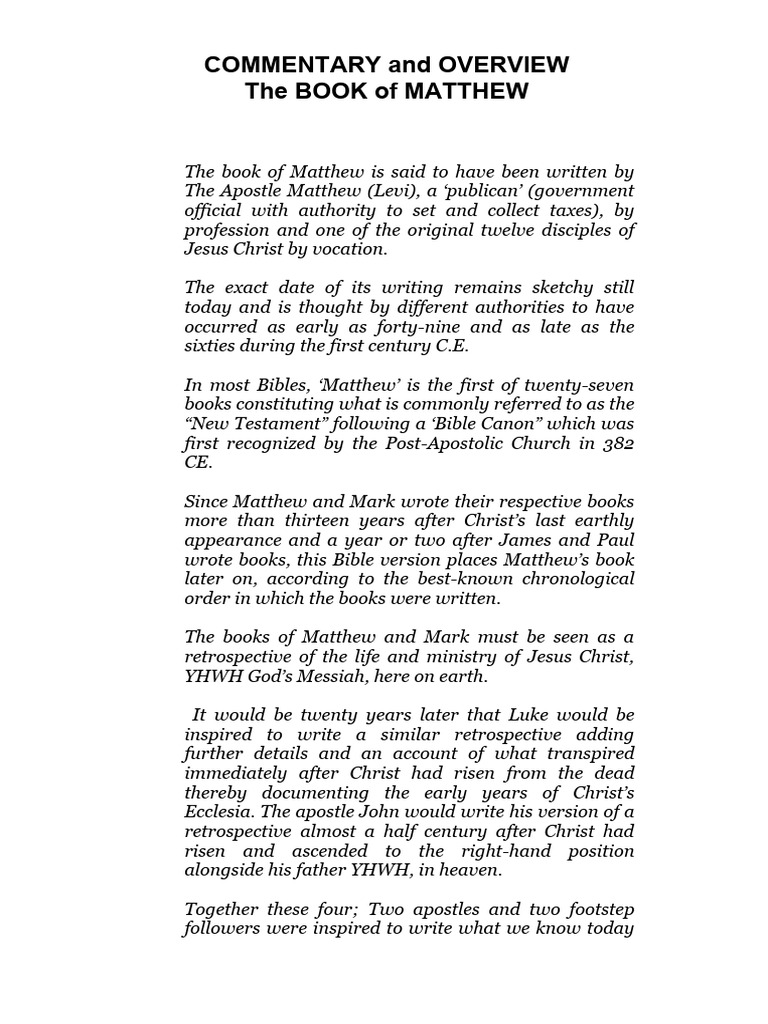 Matthew Part 1 | PDF | Jesus | Gospel Of Matthew