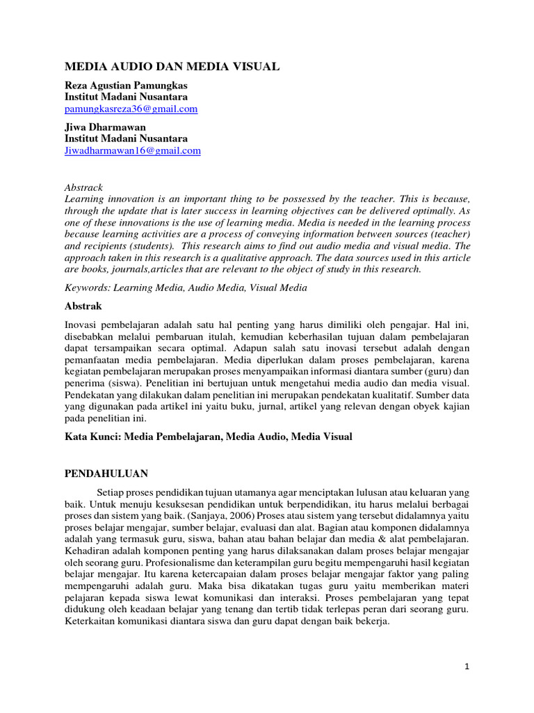 Reza Dan Jiwa-Media Audio Dan Media Visual | PDF