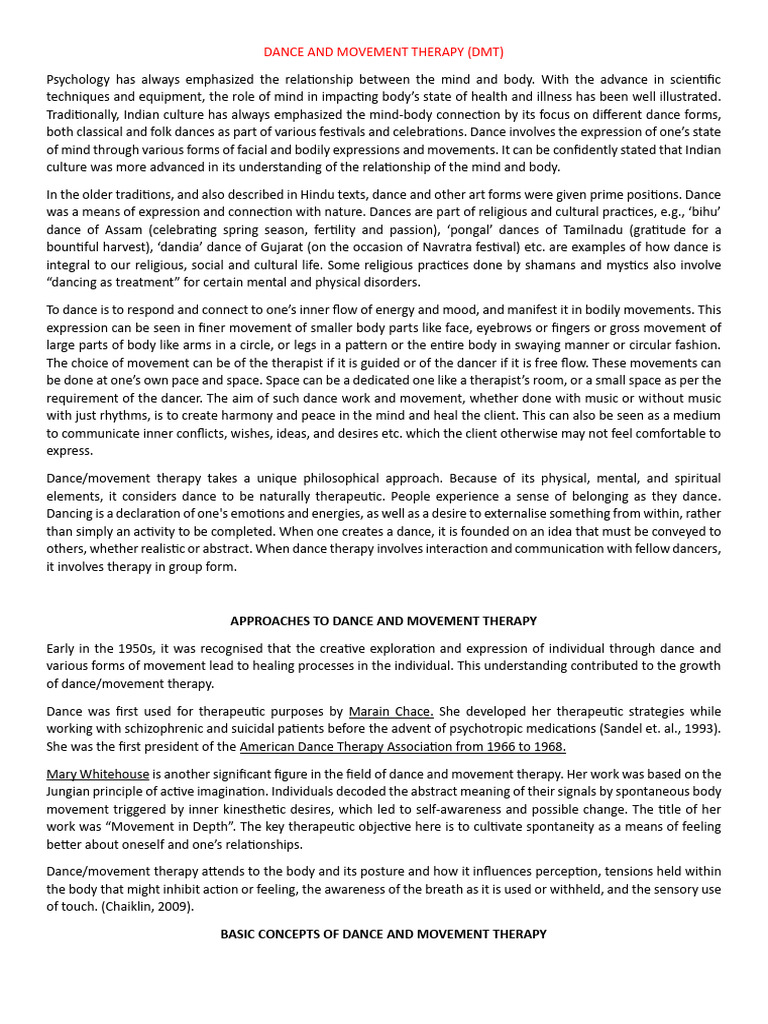Understanding Dance Movement Therapy | PDF | Psychotherapy | Perception