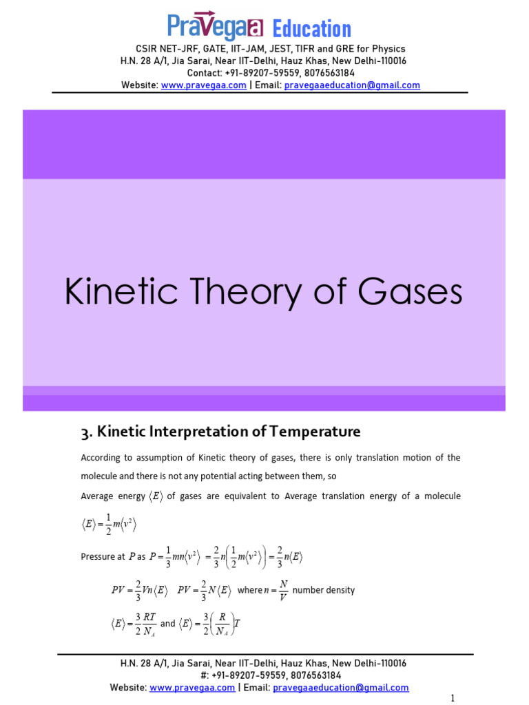 Kinetic Interpretation of Temperature | PDF | Gases | Temperature